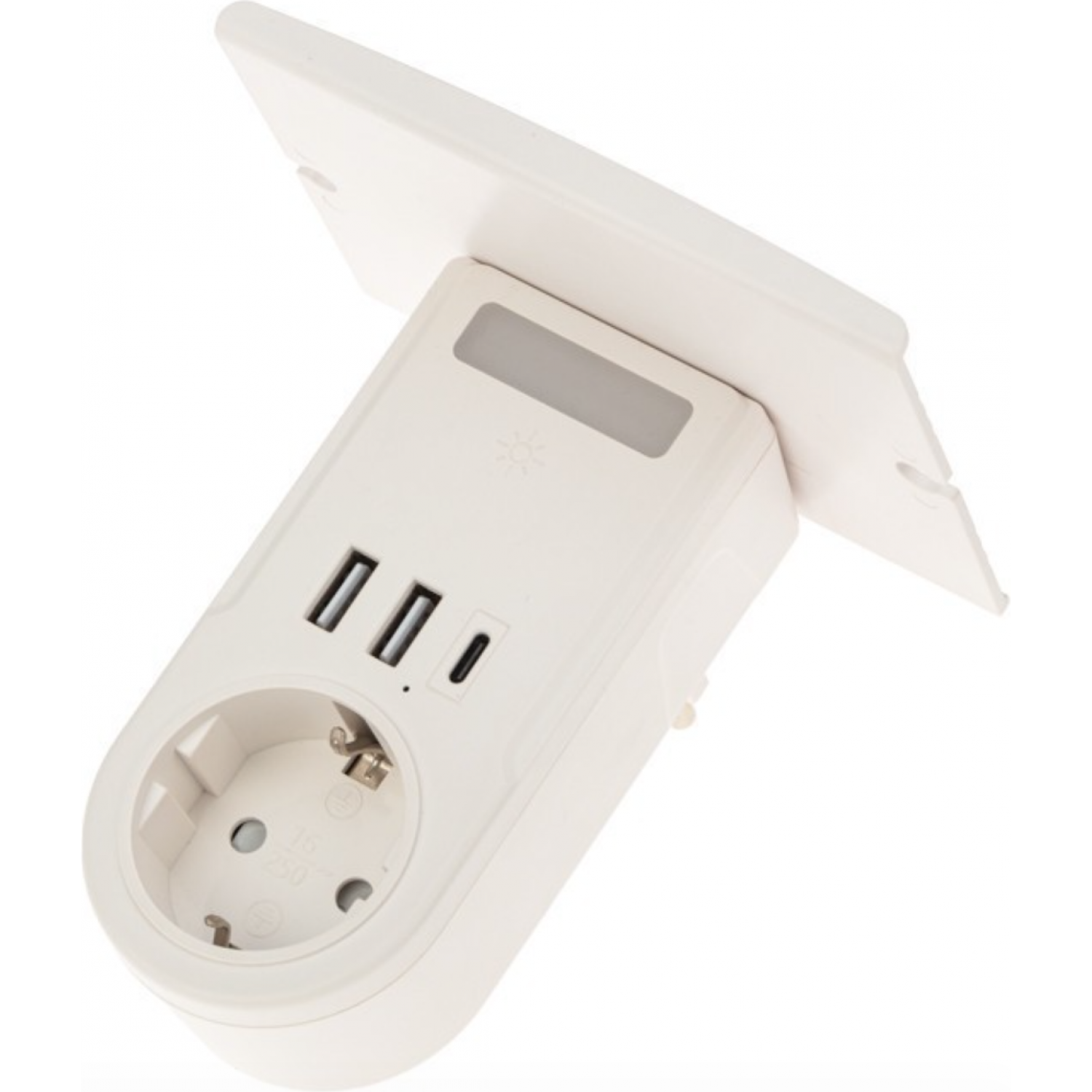 Адаптер USB REXANT 2хUSB-A + USB-С + розетка 220-250В с подсветкой и подставкой для телефона 11 ...